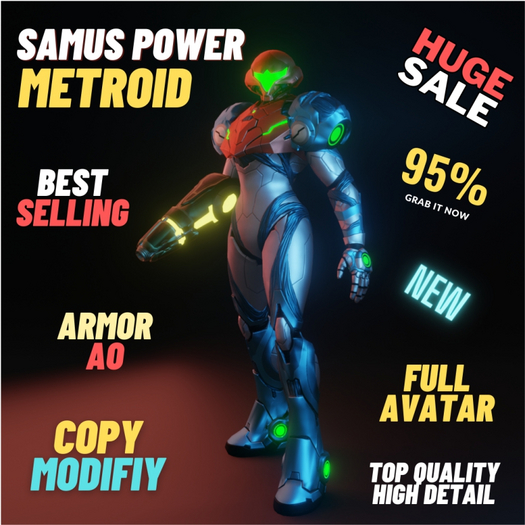 Second Life Marketplace - Metroid Samus Power Armor Avatar Bundle ON SALE!
